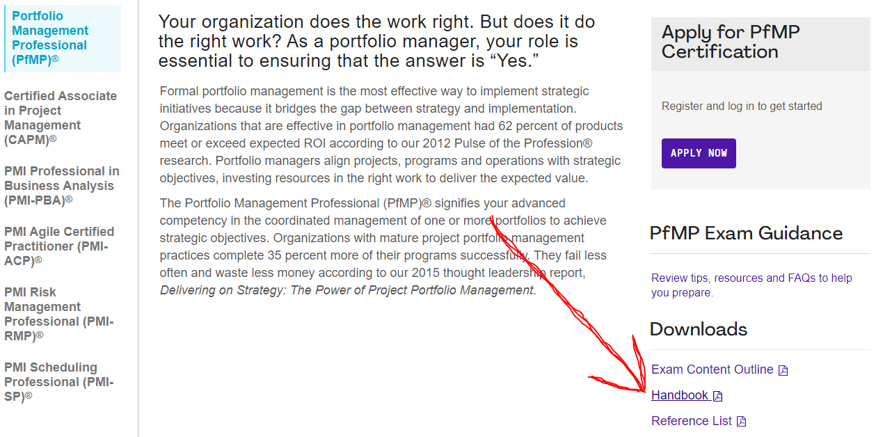 PfMP Certification Handbook